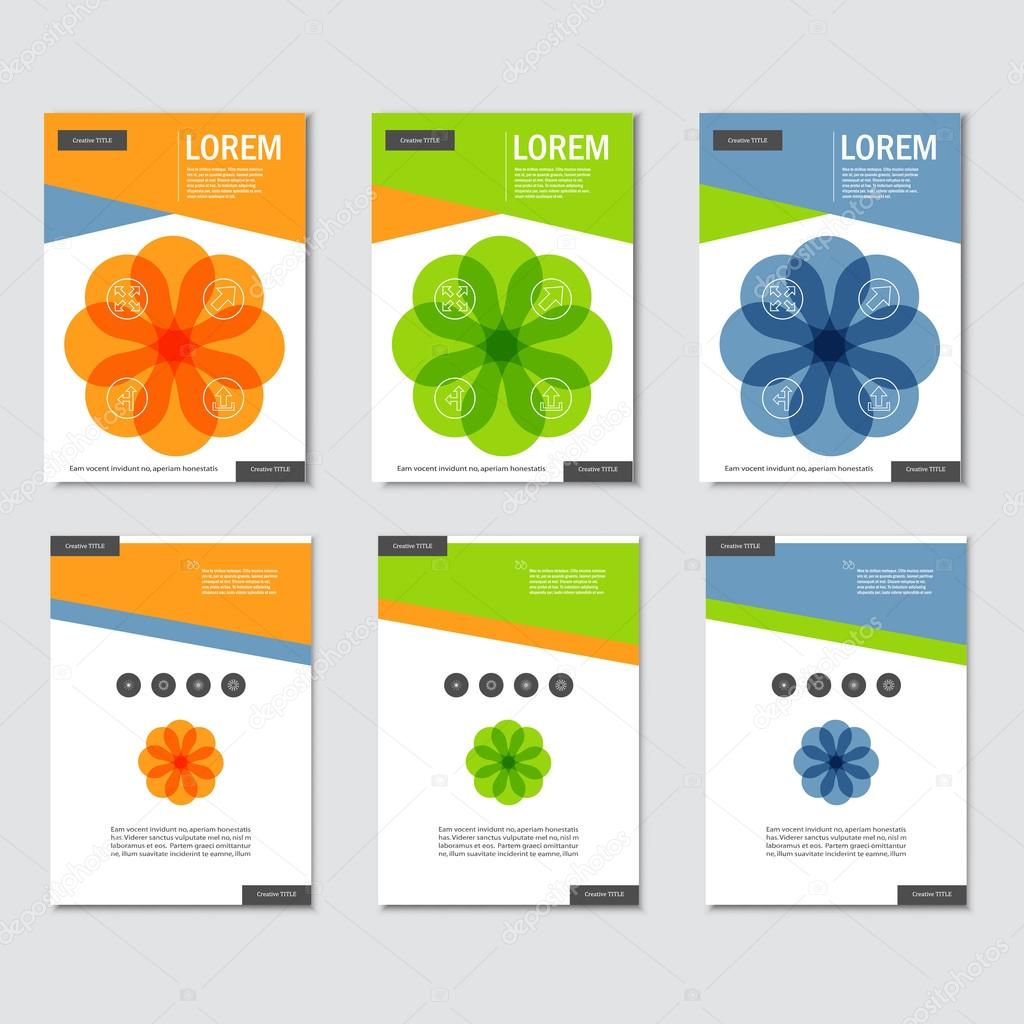 Six vector pattern with abstract figures. Brochures template Stock ...