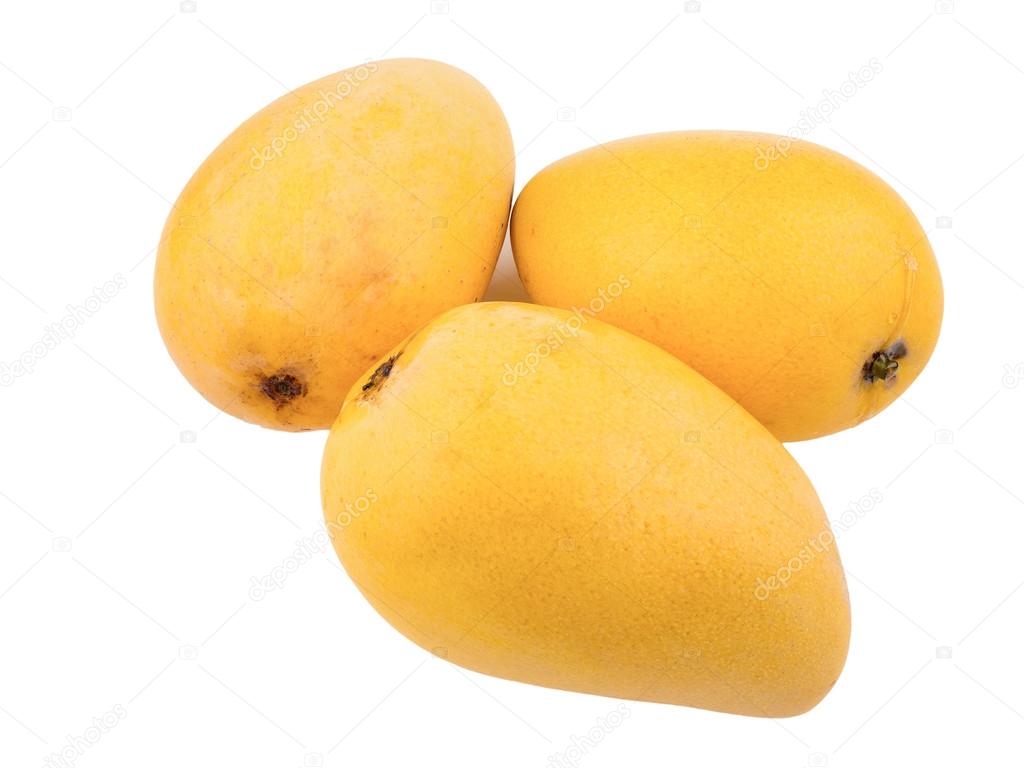 Yellow ripe mango isolated on white Stock Photo by ©missisya 107734974