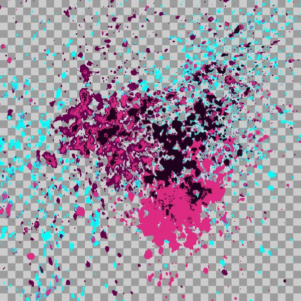 Colorful explosion of paint splatter. Isolated on transparent gray ...