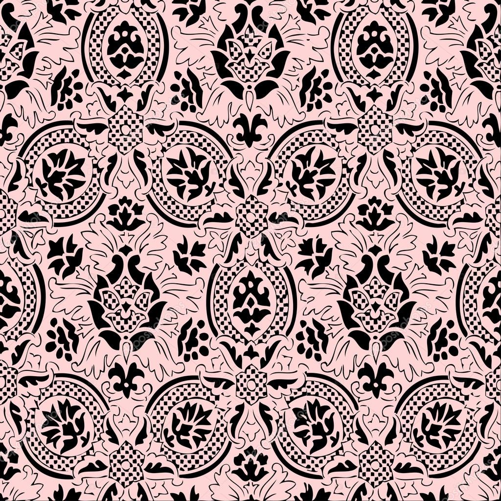 Pink and black lace Seamless abstract floral pattern — Stock Vector ...