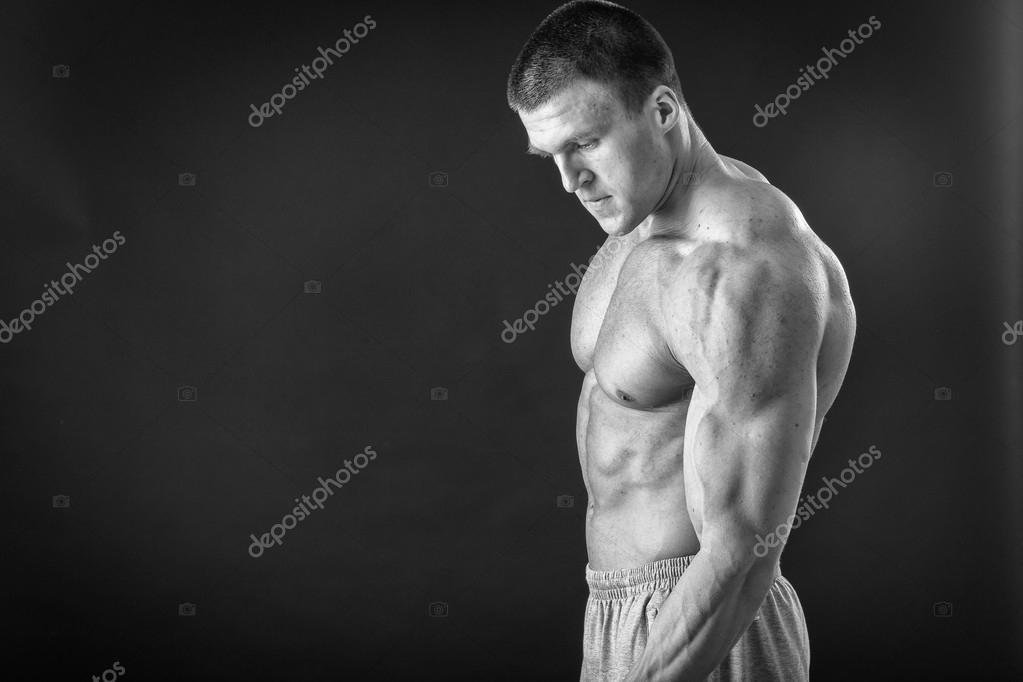 Bodybuilder posing in different poses demonstrating their muscles ...