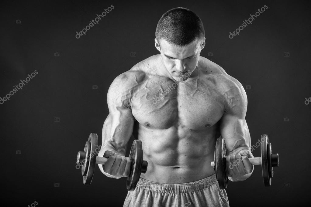 Bodybuilder posing in different poses demonstrating their muscles ...