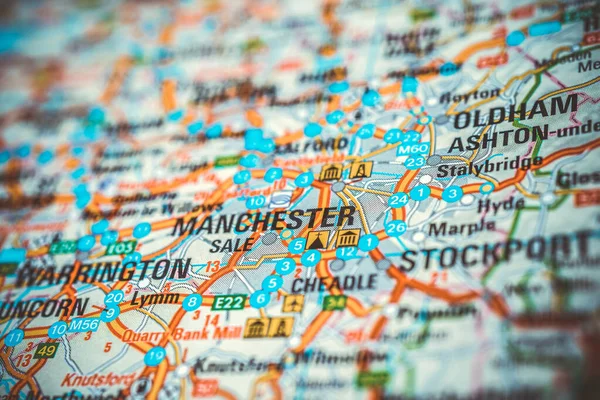 Manchester cidade no mapa Stock Photos, Royalty Free Manchester cidade ...