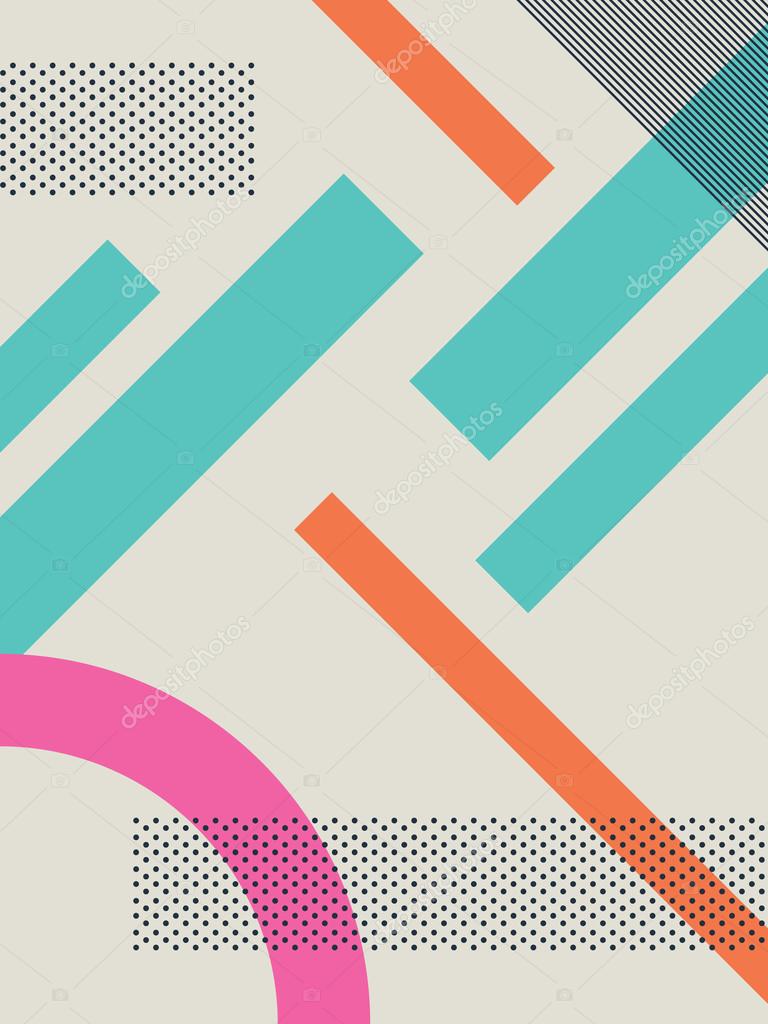 Abstract retro 80s background with geometric shapes and pattern ...