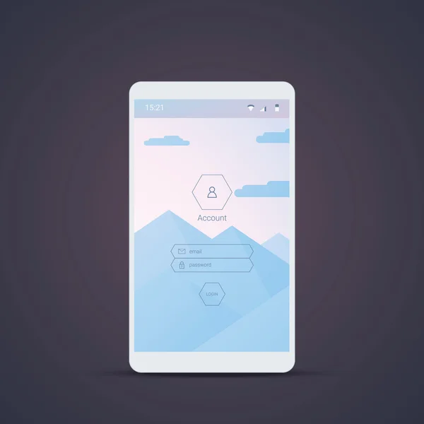 Modern mobile user interface template with smartphone screens on green ...