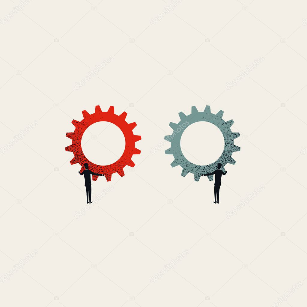 Trabajo en equipo de negocios símbolo de vectores con engranajes ...