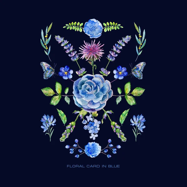 Symmetric card with red watercolor flowers. Stock Photo by ©inna73 92655662