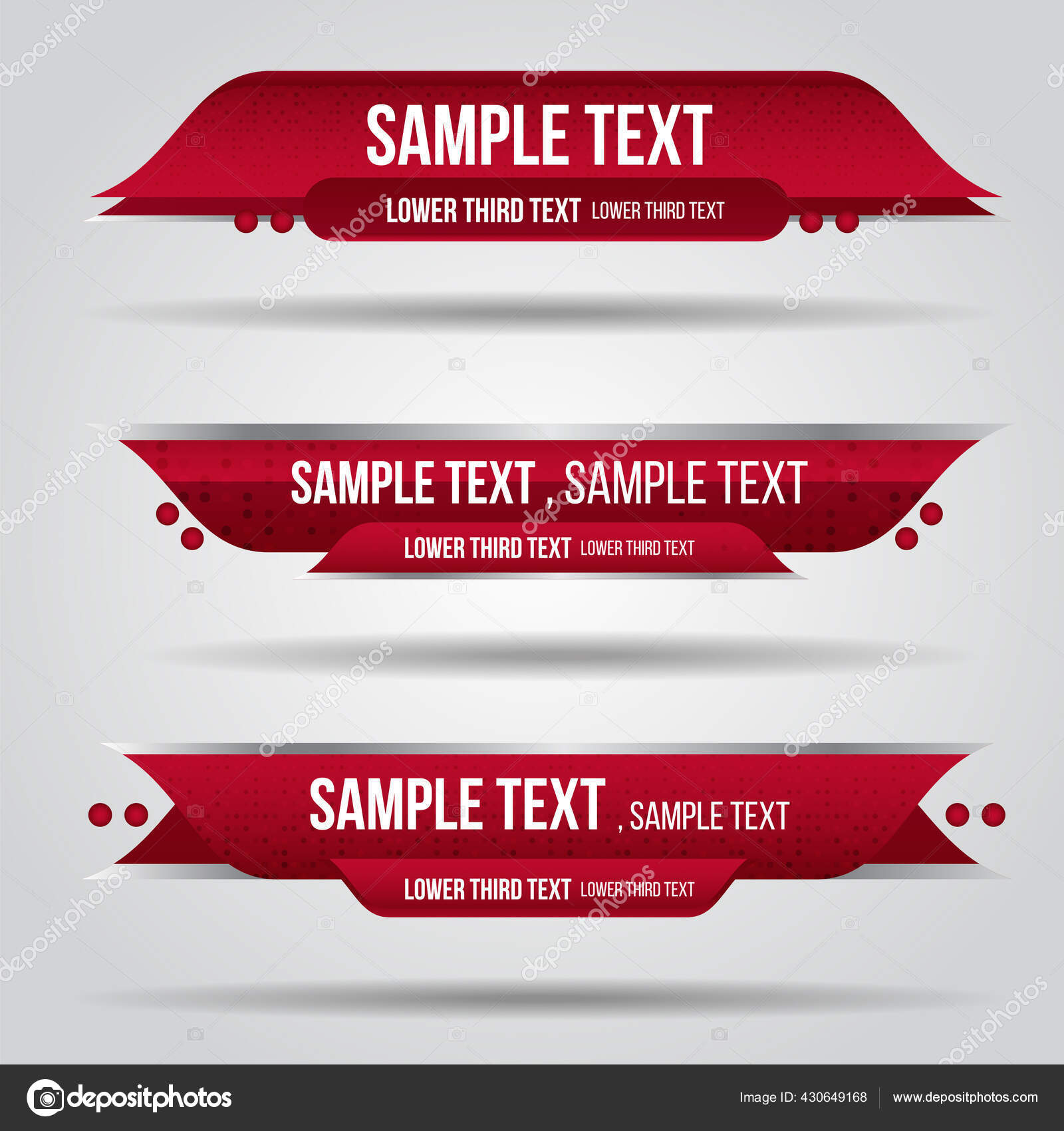 Lower Third Red Design Template Modern Contemporary Set Banners Bar ...