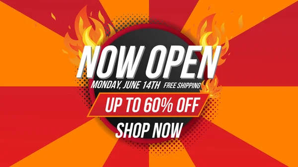 Now Open Shop New Store Red Orange Color Sign Black Stock Vector by ...