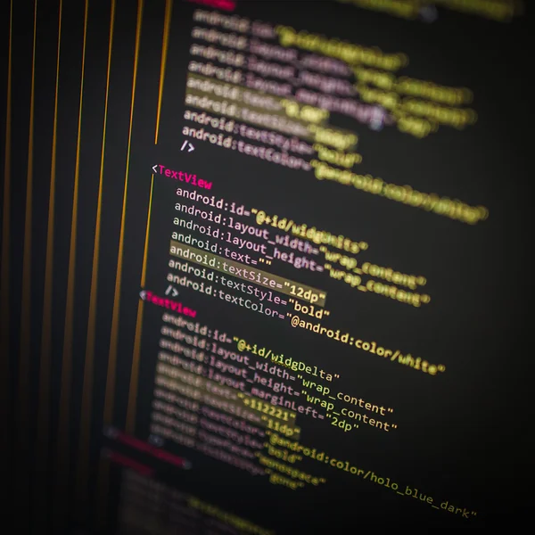 Lines of code on computer screen Stock Photo by ©sashk0 105373598