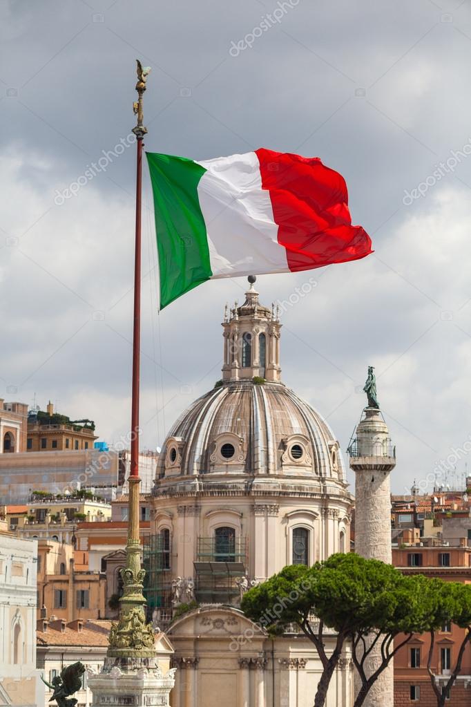 Italian flag and Rome cityscape — Stock Photo © sashk0 #91811066