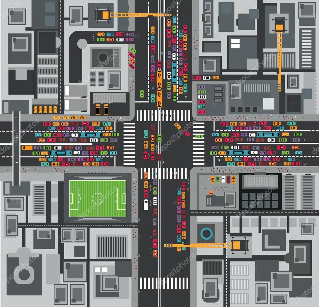 Modern city aerial view Stock Vector by ©Sky-Designs 110991944