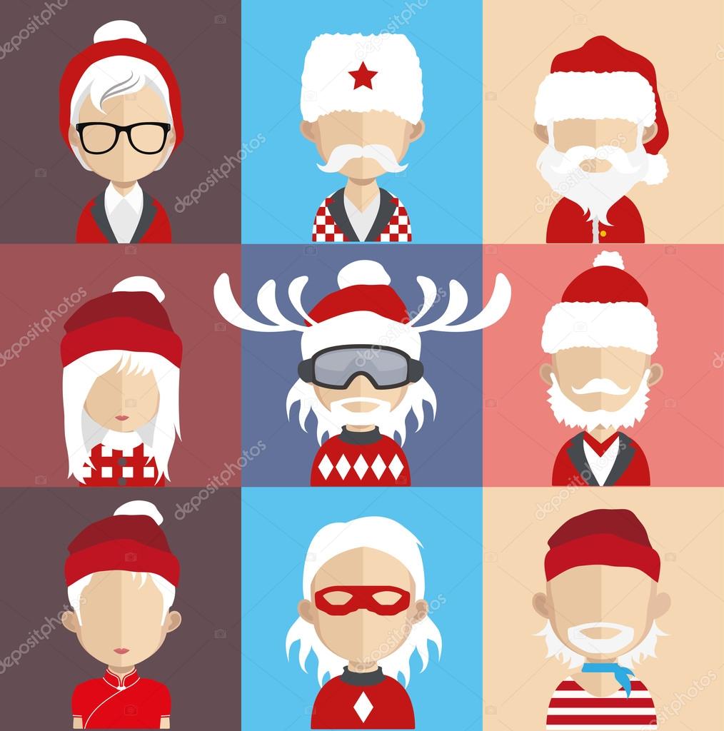 Different Santa icons Stock Vector Image by ©Sky-Designs #60004809