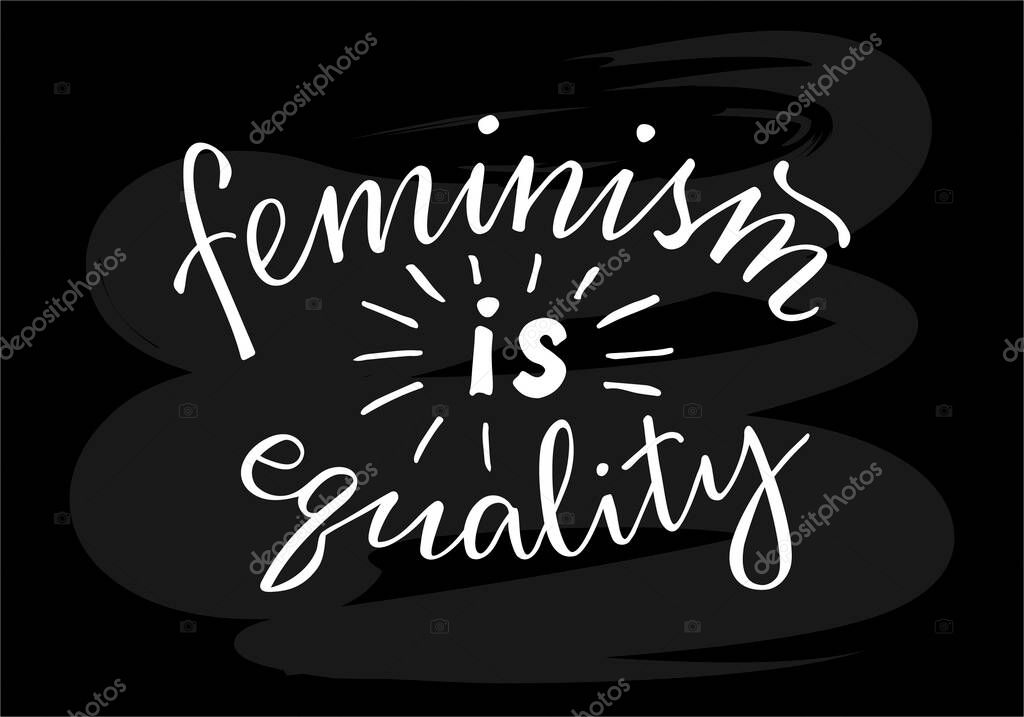 Ilustración vectorial del feminismo es la igualdad de letras para ...