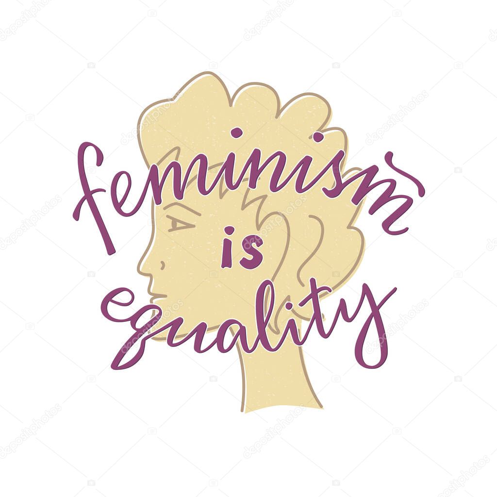 Ilustración vectorial del feminismo es la igualdad de letras para ...