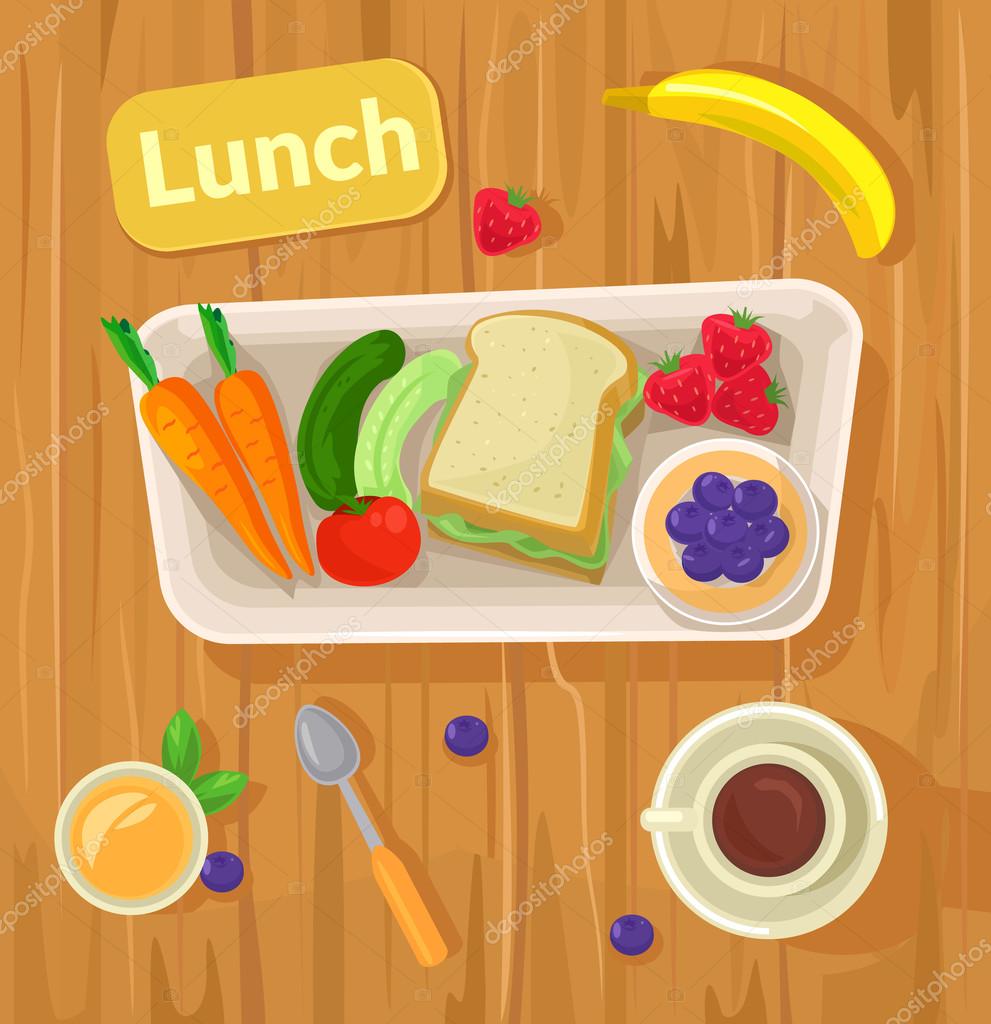 Healthy vector lunch. Vector flat illustration Stock Illustration by ...