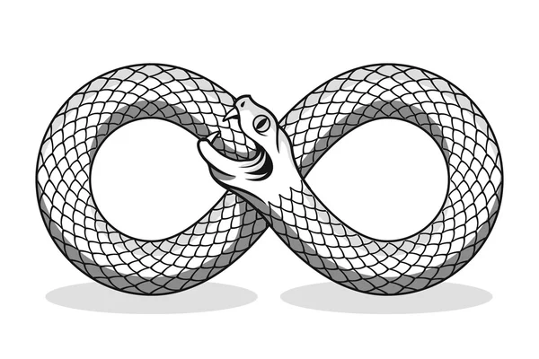 Serpente che si morde la coda. Simbolo magico. Bianco e nero di vettore ...