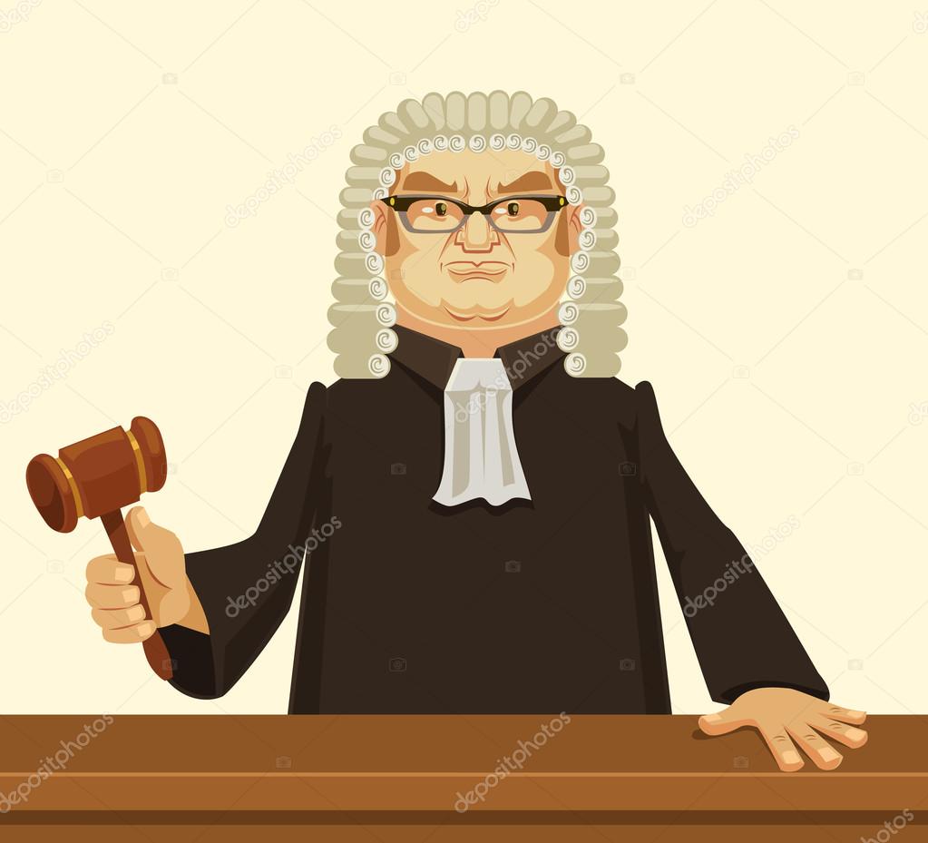 Juez estricto. Vector plano ilustración de dibujos animados 2023