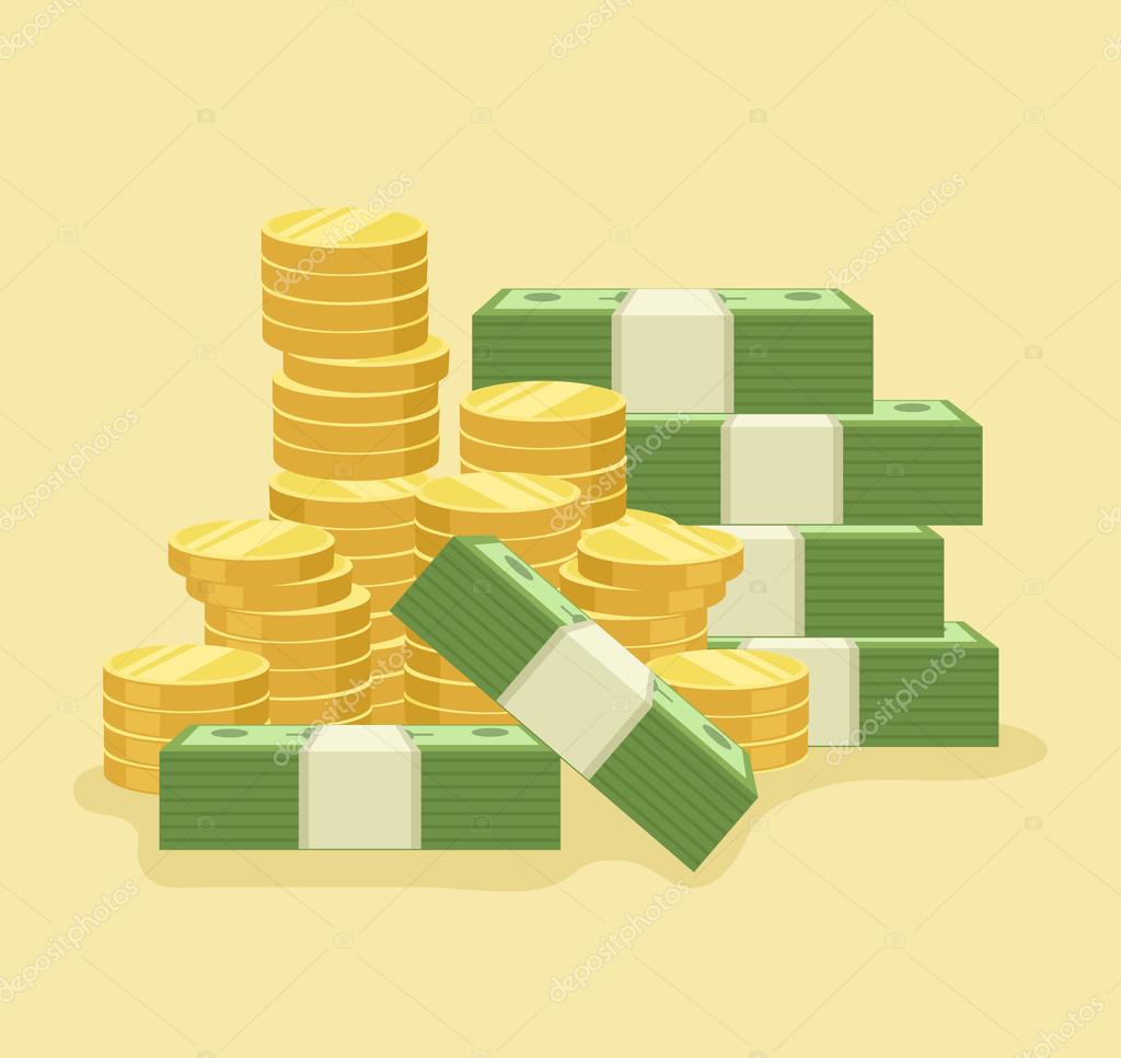 Mucho dinero. Ilustración de icono de dibujos animados planos ...