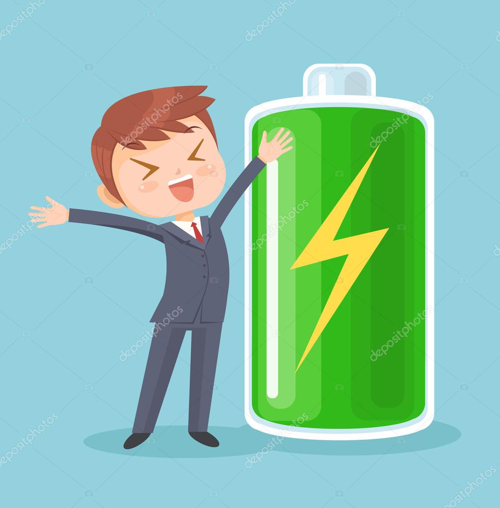 Businessman character full of energy. Vector flat cartoon illustration ...