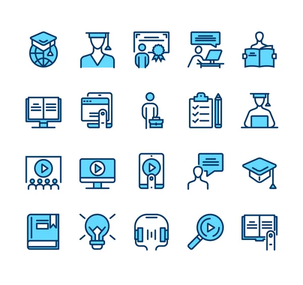 Business Online Digital Training Line Isolated Icon Set Vector Flat ...