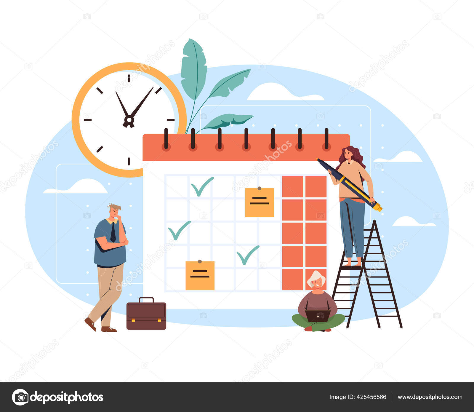 Agendar Planejamento Lembrete Calendário Conceito Isolado Desenho ...
