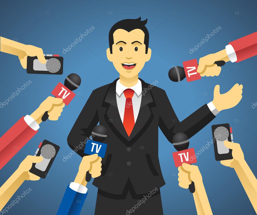 Un hombre con un traje siendo entrevistado. Ilustración plana del ...