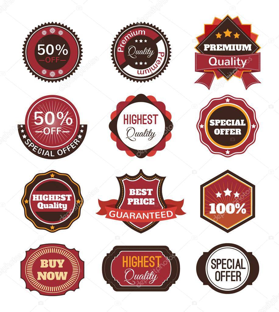 Vector vintage badges, stickers, ribbons, banners and labels. Creative ...