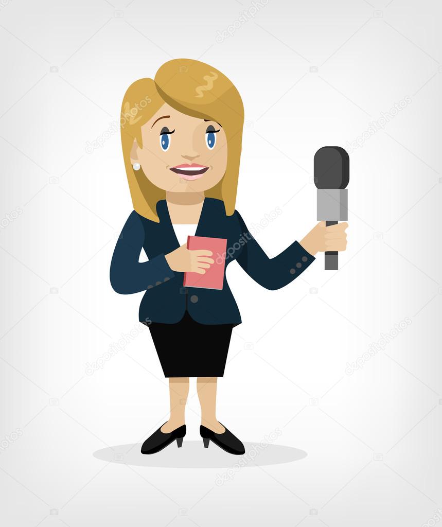 Dibujos animados vectorial periodista ilustración plana Vector de stock ...