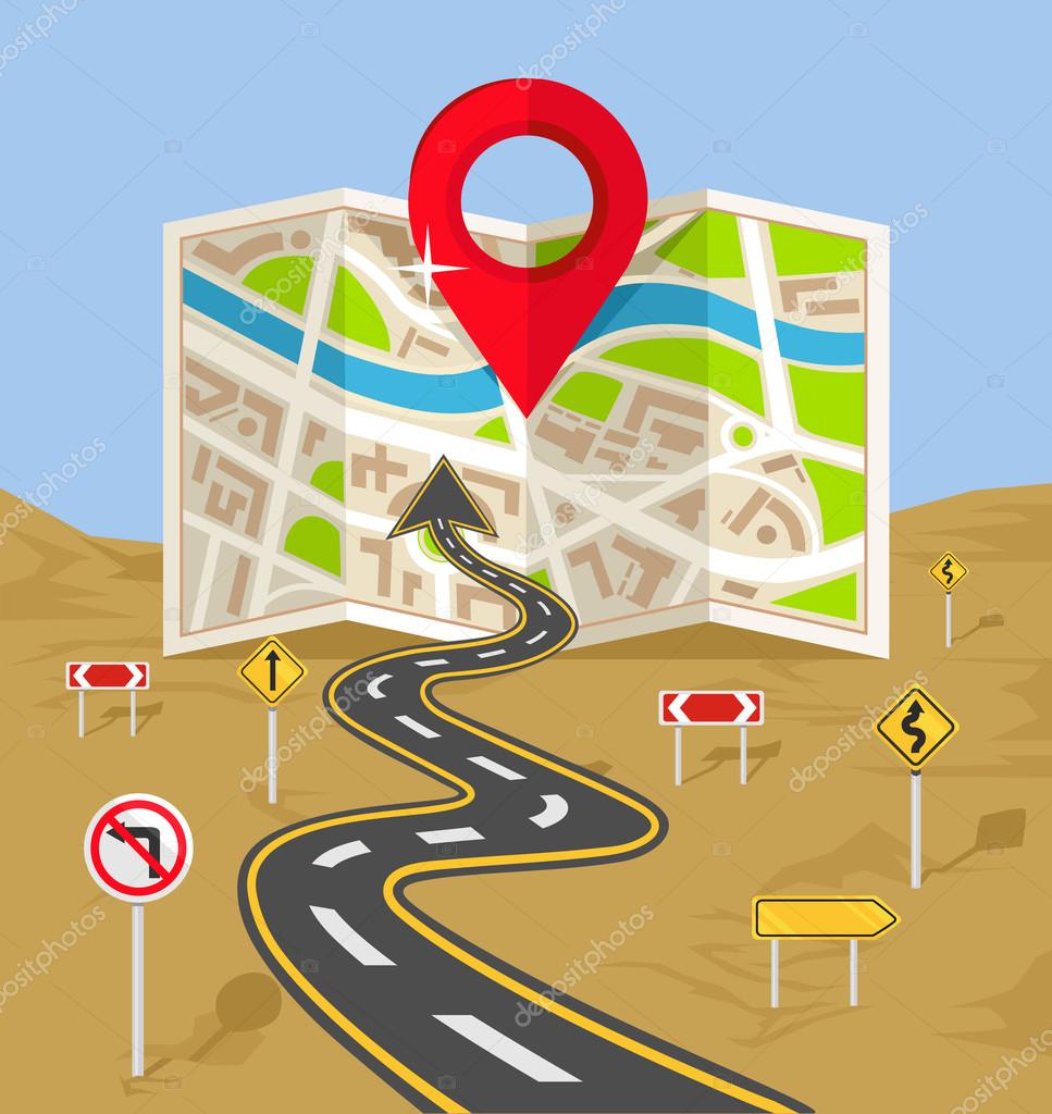 Vector de carretera ondulada con ilustración plana mapa 2022