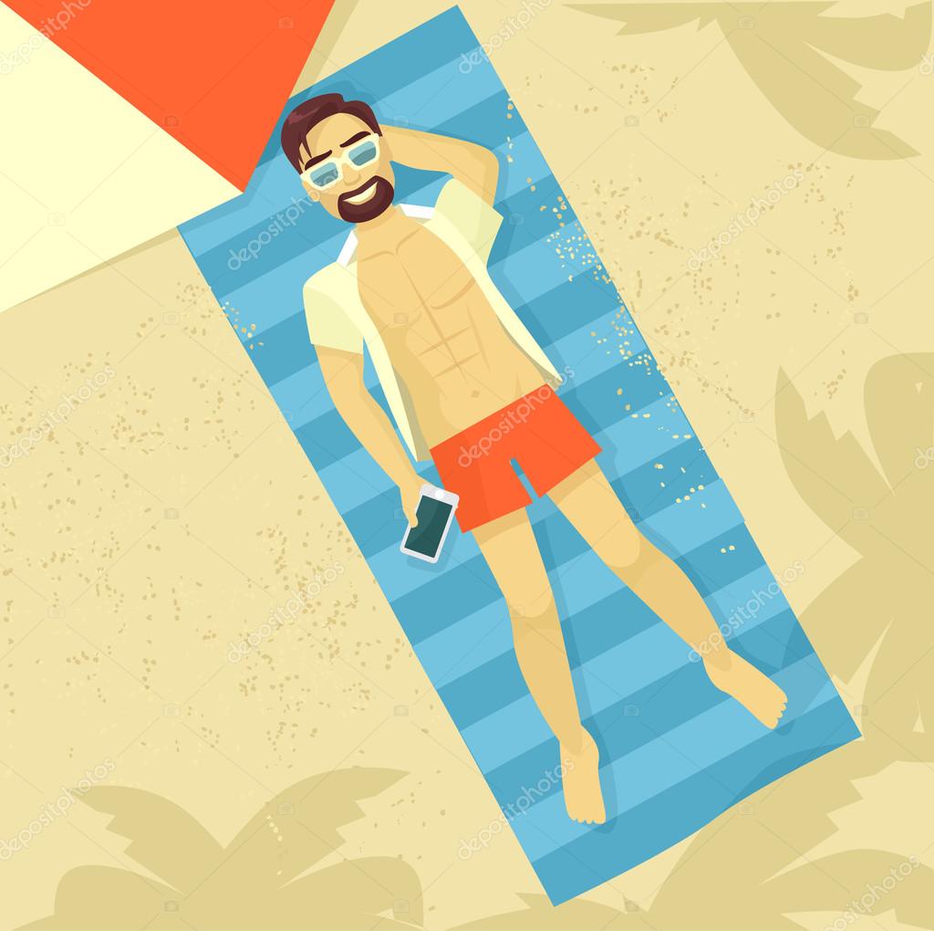 Man sunbathing. Vector flat illustration Stock Vector by ©prettyvectors ...