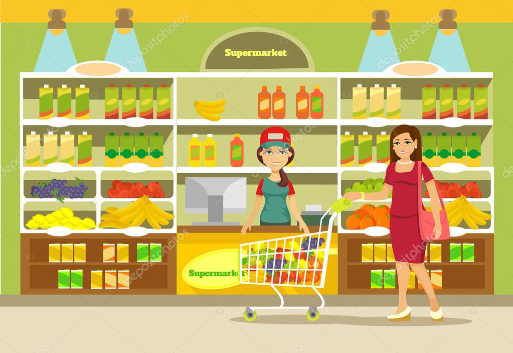 Vektör süpermarket düz çizim — Stok Vektör © prettyvectors #76592447