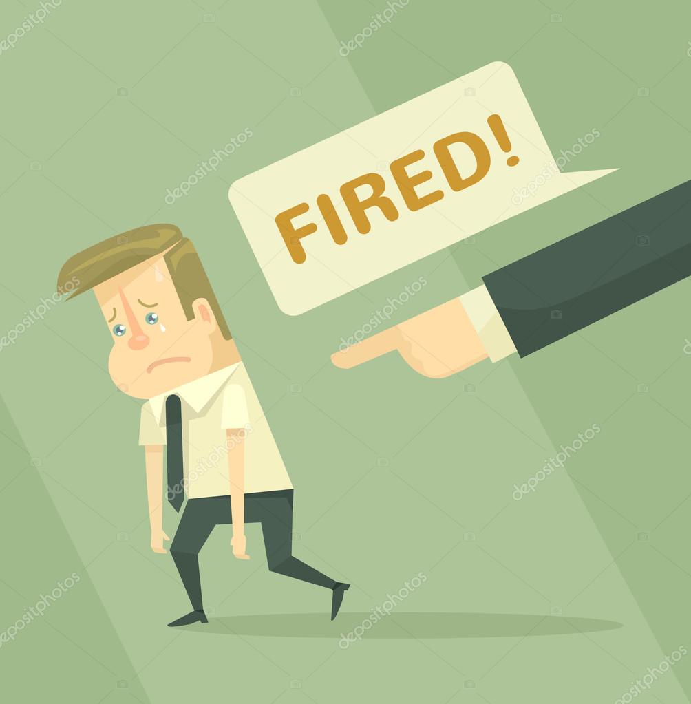 Fired office worker. Employee firing concept. Vector flat illustration ...