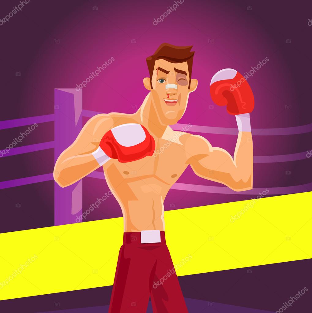 Boxeador profesional después de la pelea. Dibujos animados vectoriales ...