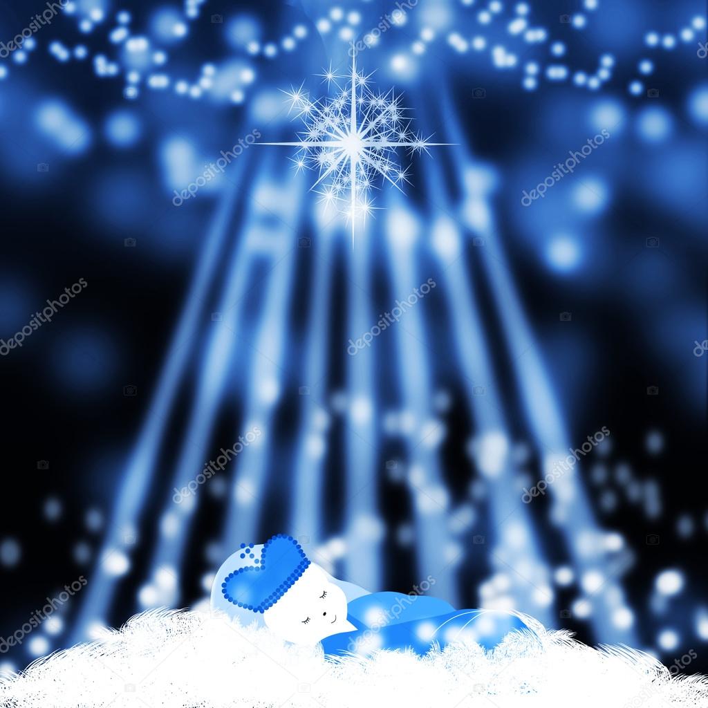 Baby Jesus Christmas Background Blue