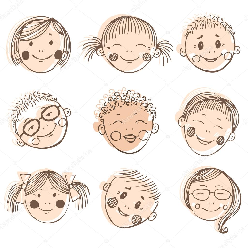 Vector illustration of kids friends, doodle set Stock Vector Image by ...