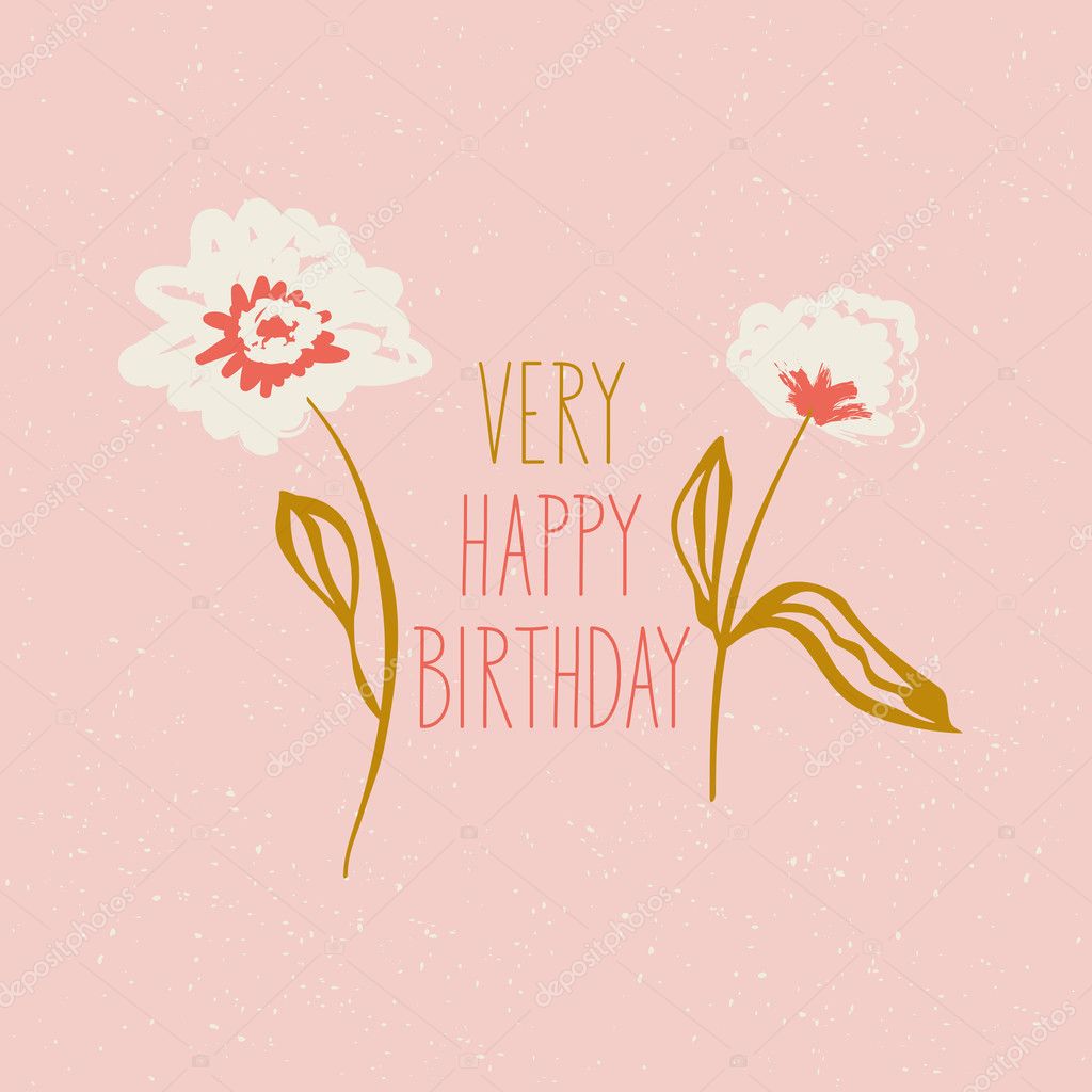 Happy birthday, greeting card Stock Vector Image by ©orangeberry #109425072