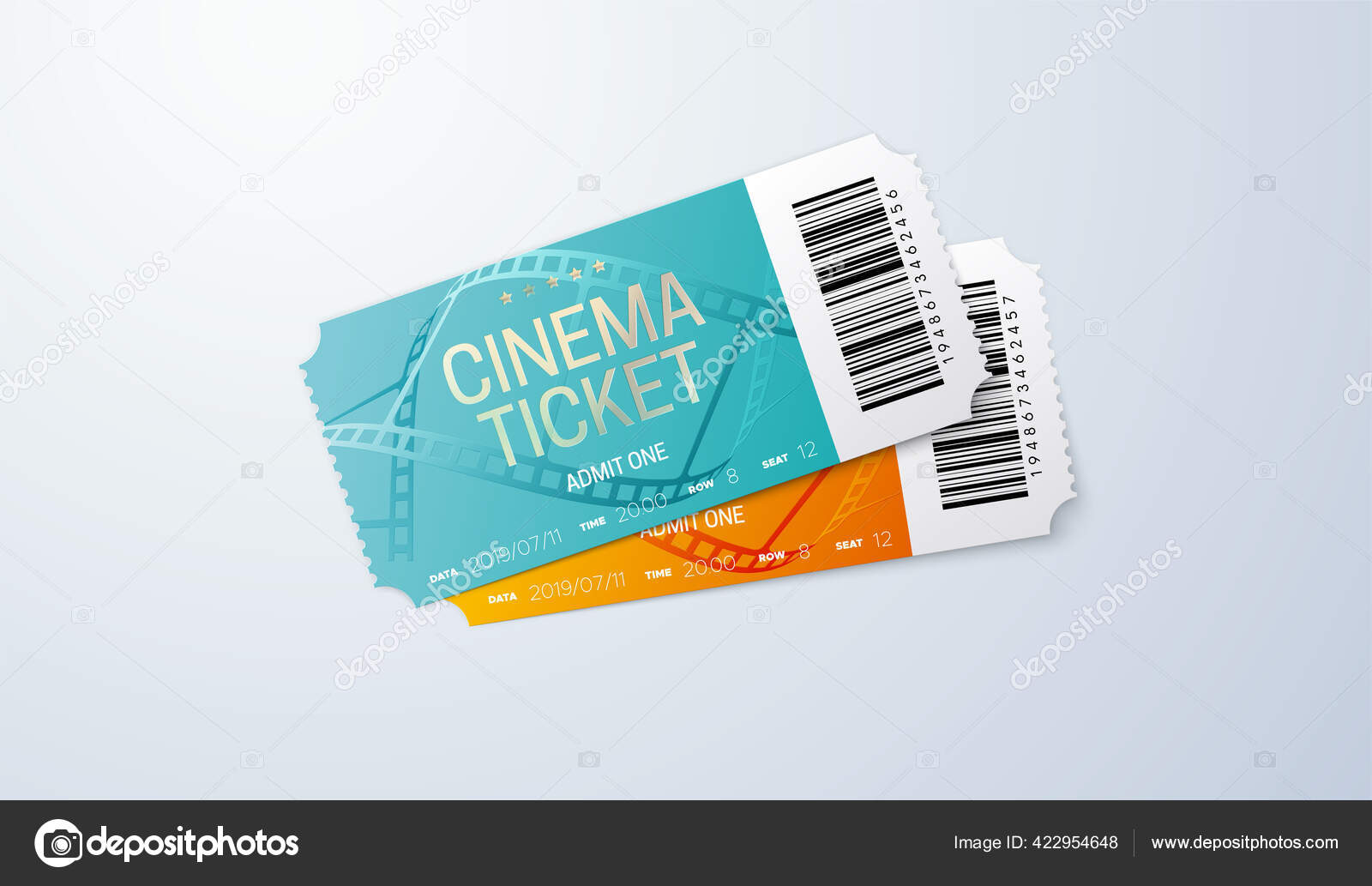 Cinema Ticket Isolated Transparent Background Vector Realistic ...