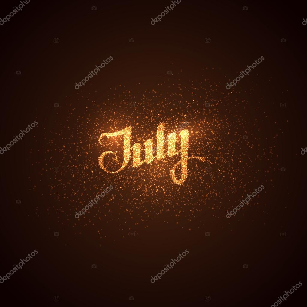 Etiqueta de julio con brillantes destellos dorados Vector de stock por ...