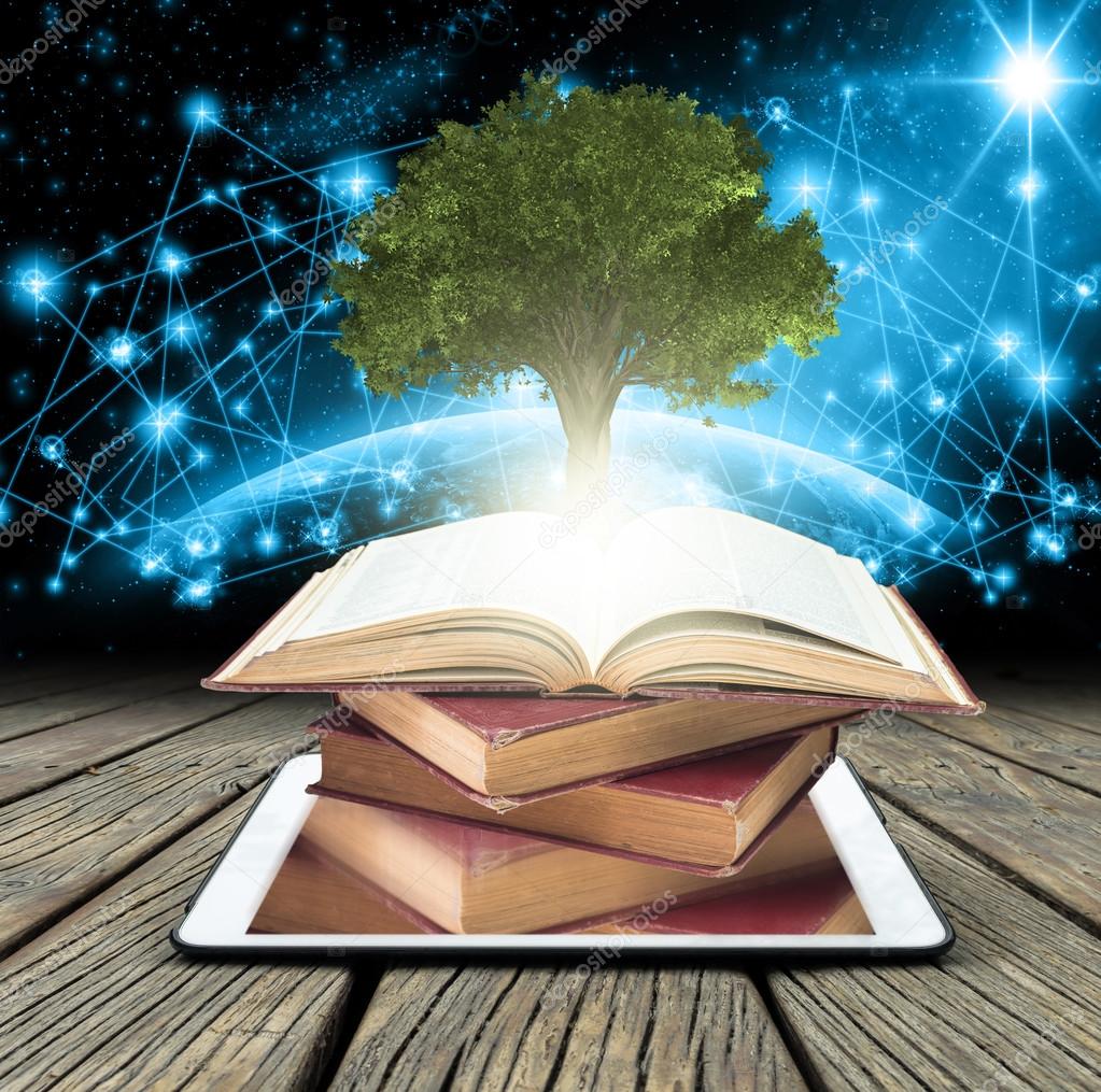 Tree growing from old books Stock Photo by ©Tzido 120847836