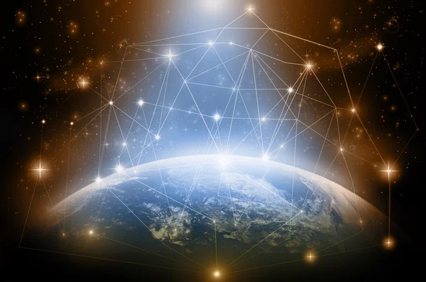 Part of earth with network lines - Stock Image - Everypixel