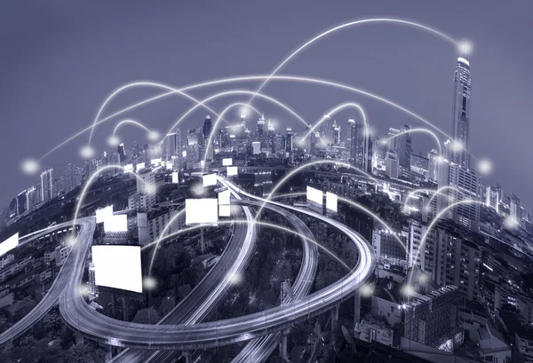 Network connection line between buildings Stock Photo by ©Tzido 139331954