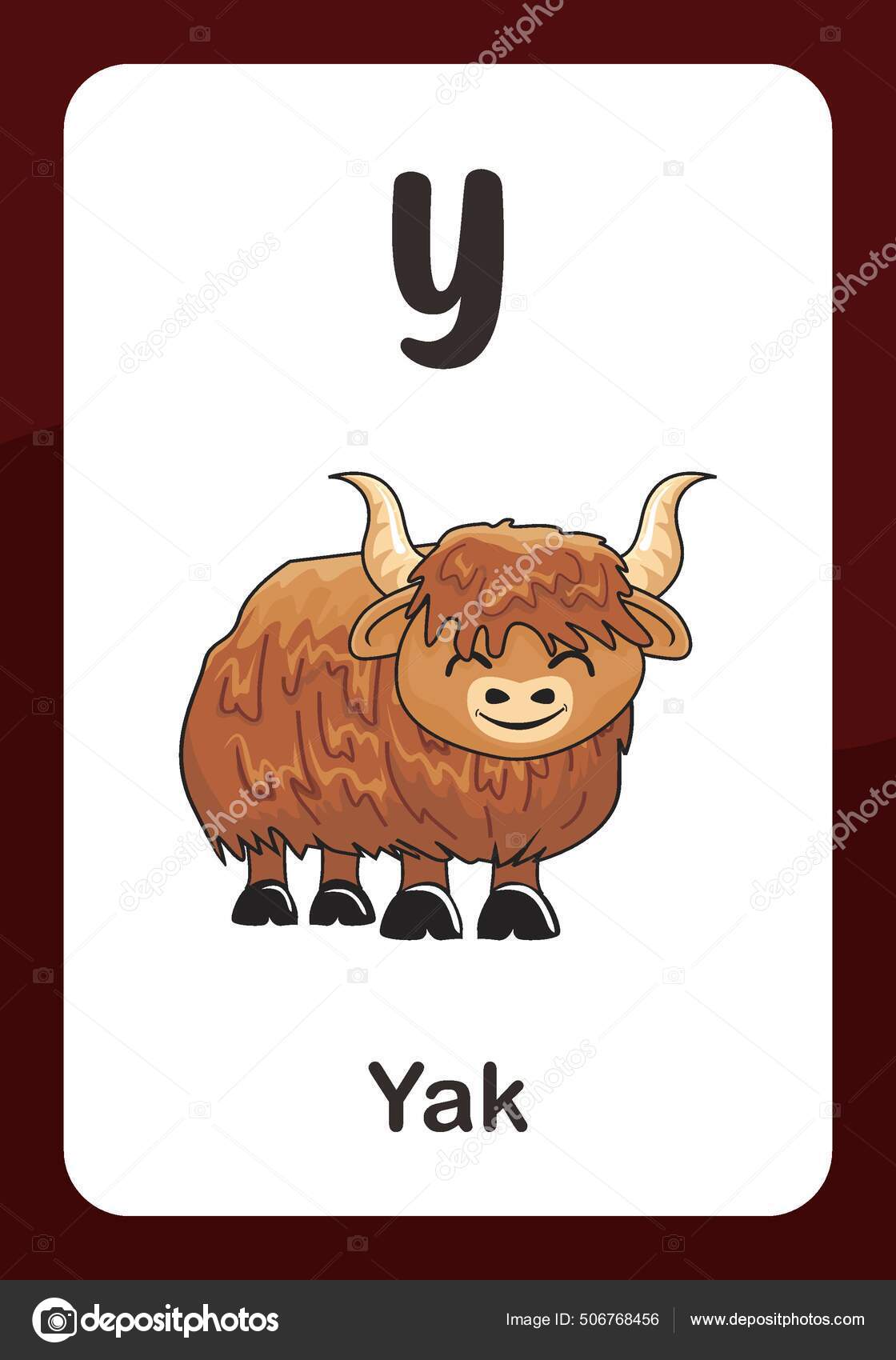 Animal Alphabet Flashcard Yak Stock Vector by ©eriek 506768456