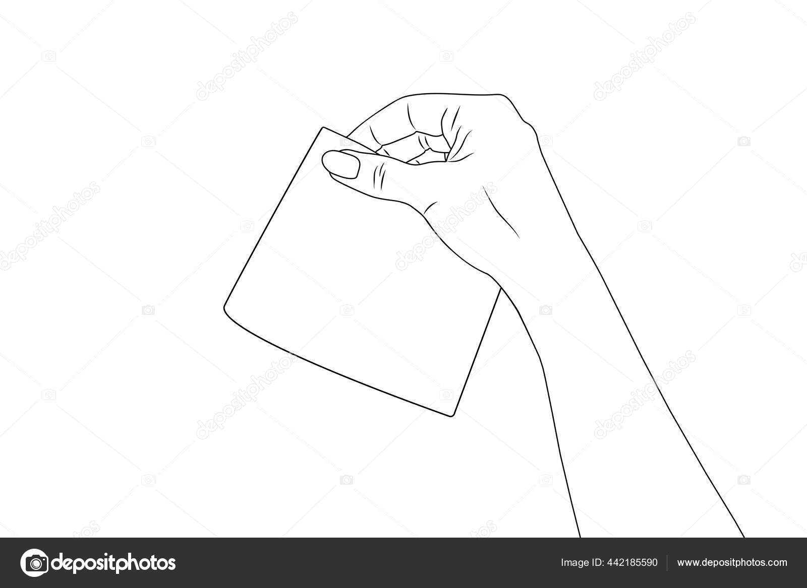 Female Hand Holds Blank Sheet Vector Stock Illustration Eps10 Outline ...