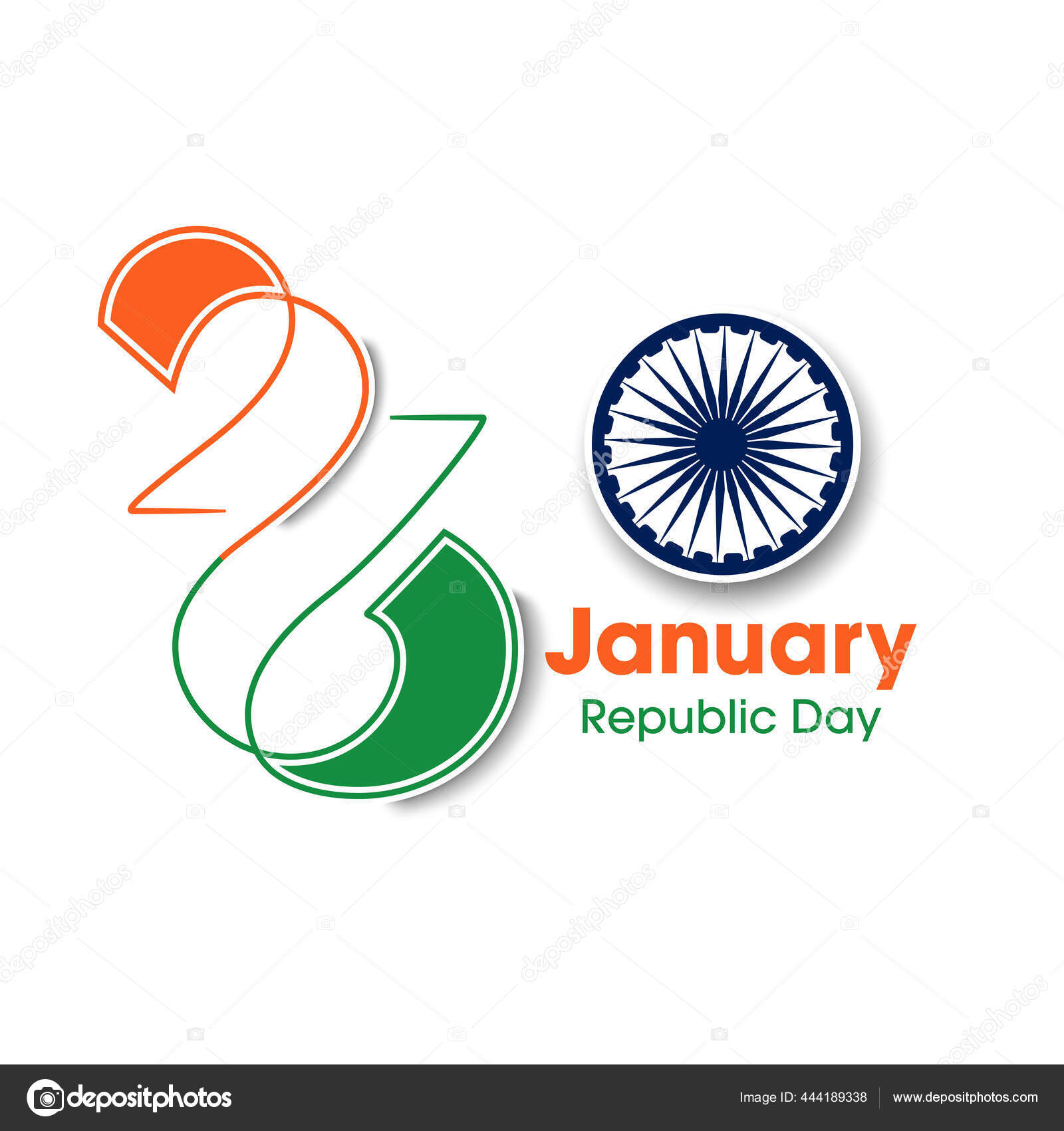 January Text India Famous Monuments Background Happy Republic Day ...