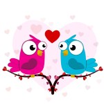 Love birds on the branch, vector illustration Stock Vector Image by ...