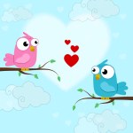 Love birds on the branch, vector illustration Stock Vector Image by ...
