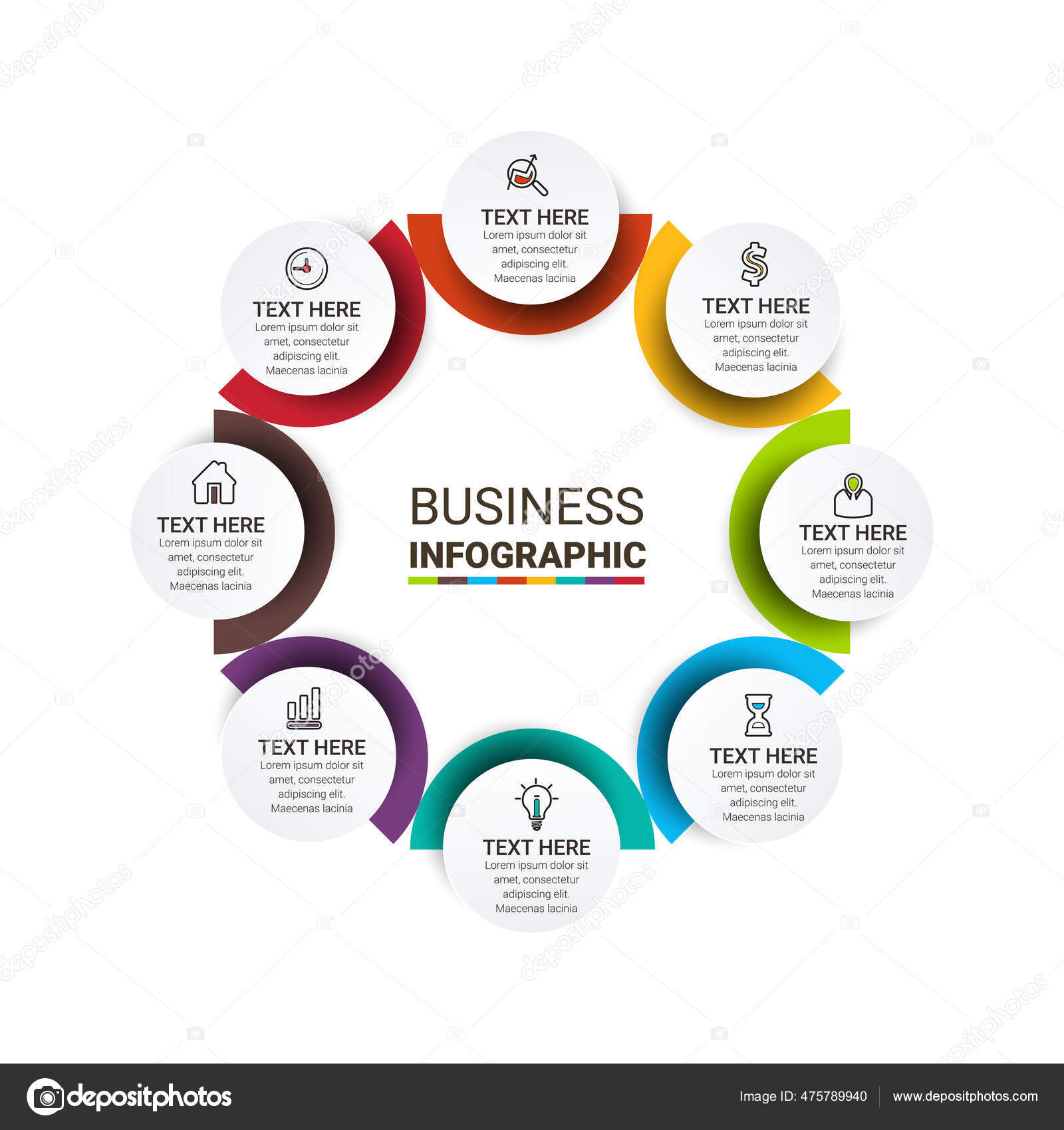 Vector Infographic Elements Linear Icons Place Text Placed Circle ...