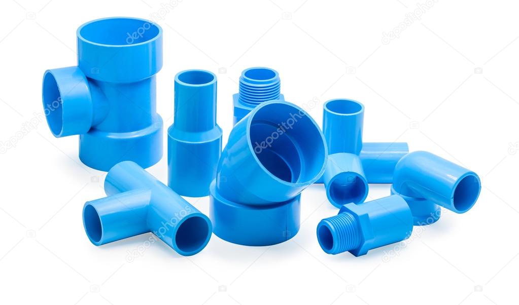 PVC pipe connections and Pipe clip isolated Stock Photo by ...