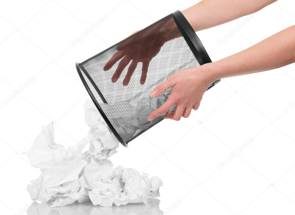 From office bins spilling paper on white background Stock Photo by ...